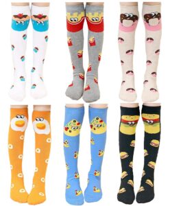 gellwhu girls knee high socks gifts cotton mid calf long boot socks stockings (e set-6 pairs)