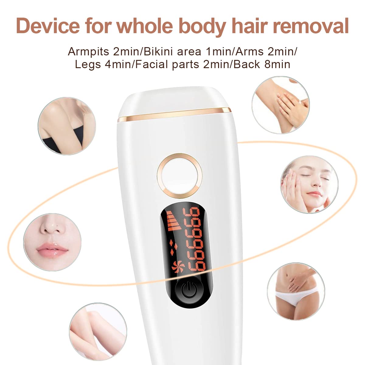 IPL Hair Removal is Permanent and Painless. Upgrade to 999999 Times for At-Home Facial Hair Remover for Women and Man, for Armpits Arms Bikini Line Legs and Facial Hair Removal(White)