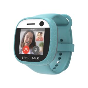 spacetalk adventurer 4g kids smart watch with phone and gps tracker - us only - ages 4-12, sim included, texting, sos button, camera, school mode - sky blue