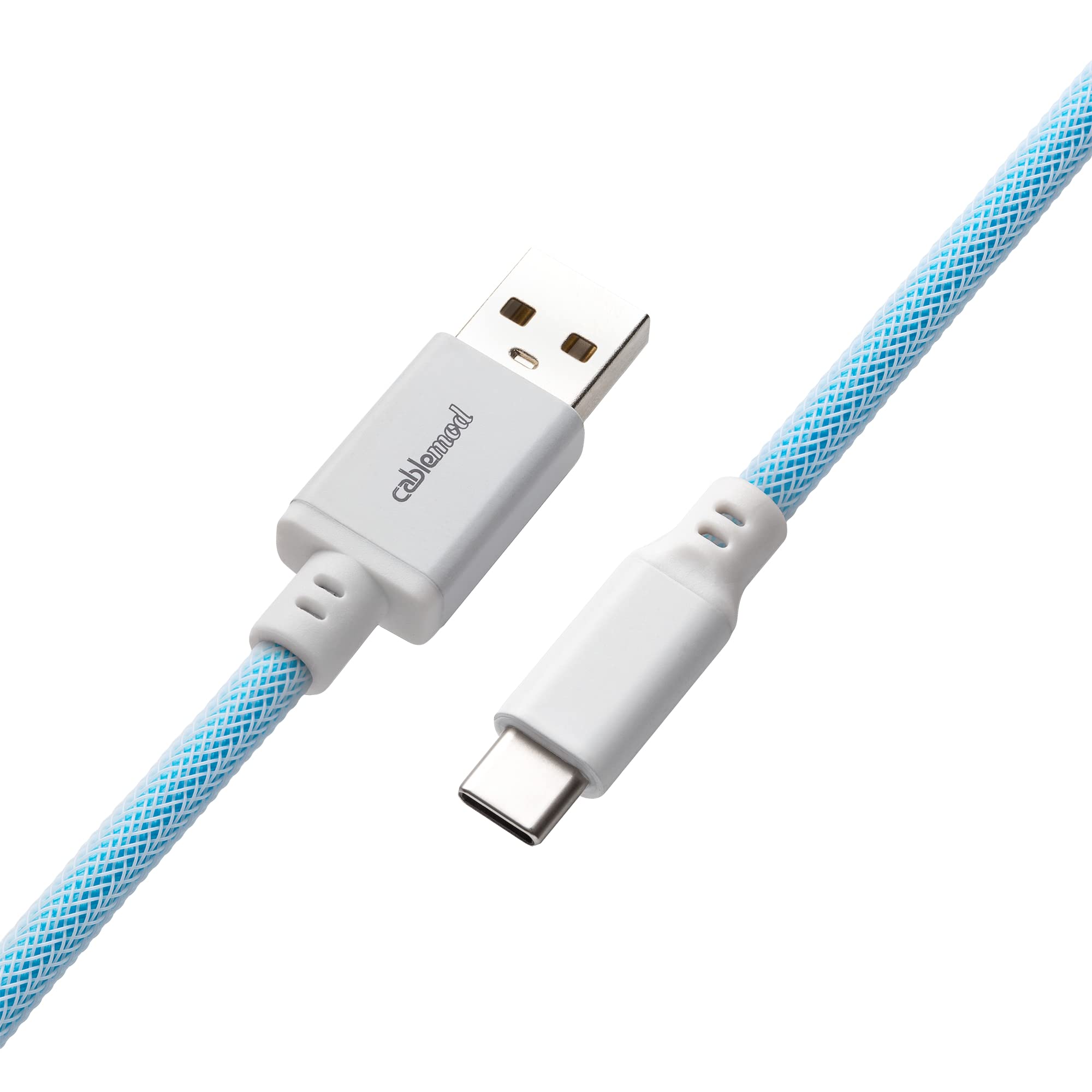 CableMod Pro Coiled Keyboard Cable (Glacier White, USB A to USB Type C, 150cm)