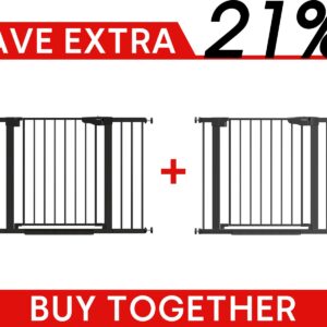 Cumbor 29.7"-46” Auto Close Safety Baby Gate,Black & Cumbor 29.7"-40.6” Auto Close Safety Baby Gate,Black