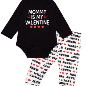 Baby Boy Outfit Set Valentine's Day Long Sleeve Heart Breaker Clothes Bodysuit (Black, 3-6 Months)