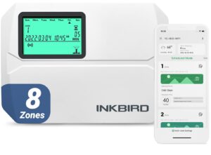 inkbird smart sprinkler controller wifi 8 zone, indoor irrigation system controller, 8 station, remote monitoring, seasonal adjustment