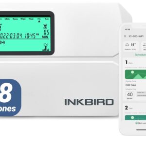 Inkbird Smart Sprinkler Controller WiFi 8 Zone, Indoor Irrigation System Controller, 8 Station, Remote Monitoring, Seasonal Adjustment