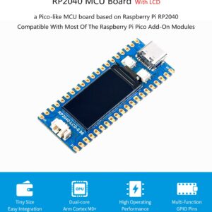 waveshare RP2040 MCU Board with Pre-Soldered Header, Onboard 0.96inch 160x80 IPS LCD Display, Pico-Like MCU Board Based on Raspberry Pi RP2040, Dual-Core Arm Cortex M0+ Processor