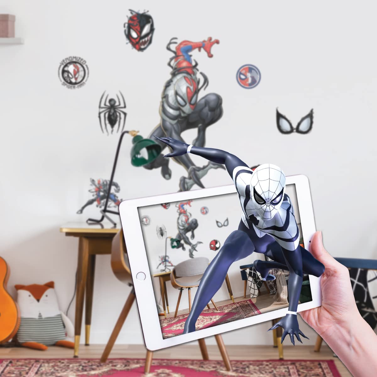 Wall Palz Marvel Venomized Spider-Man Wall Decals - Marvel Spider-Man Wall Decal - with 3D Augmented Reality Interaction - 27" Tall Venom Symbiote Spider-Man Stickers Marvel Room Decor