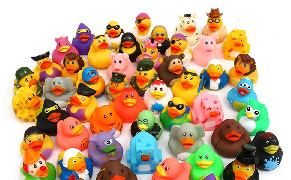 XY-WQ Rubber Duck 25 Pack for Jeeps Bath Toy Assortment - 2.3 Inch Bulk Floater Duck for Kids - Baby Showers Accessories - Party Favors, Birthdays, Bath Time, and More (25 Varieties)