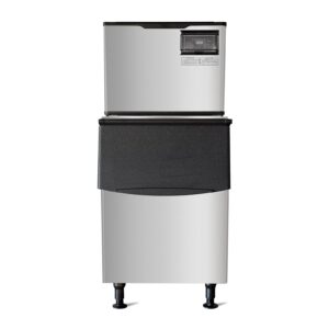 westlake commercial ice maker machine stainless steel full cube nsf certificated 500 lbs/24h ice with 375lbs storage ice maker machine capacity-ideal for coffee shops, hotels, bars, restaurants