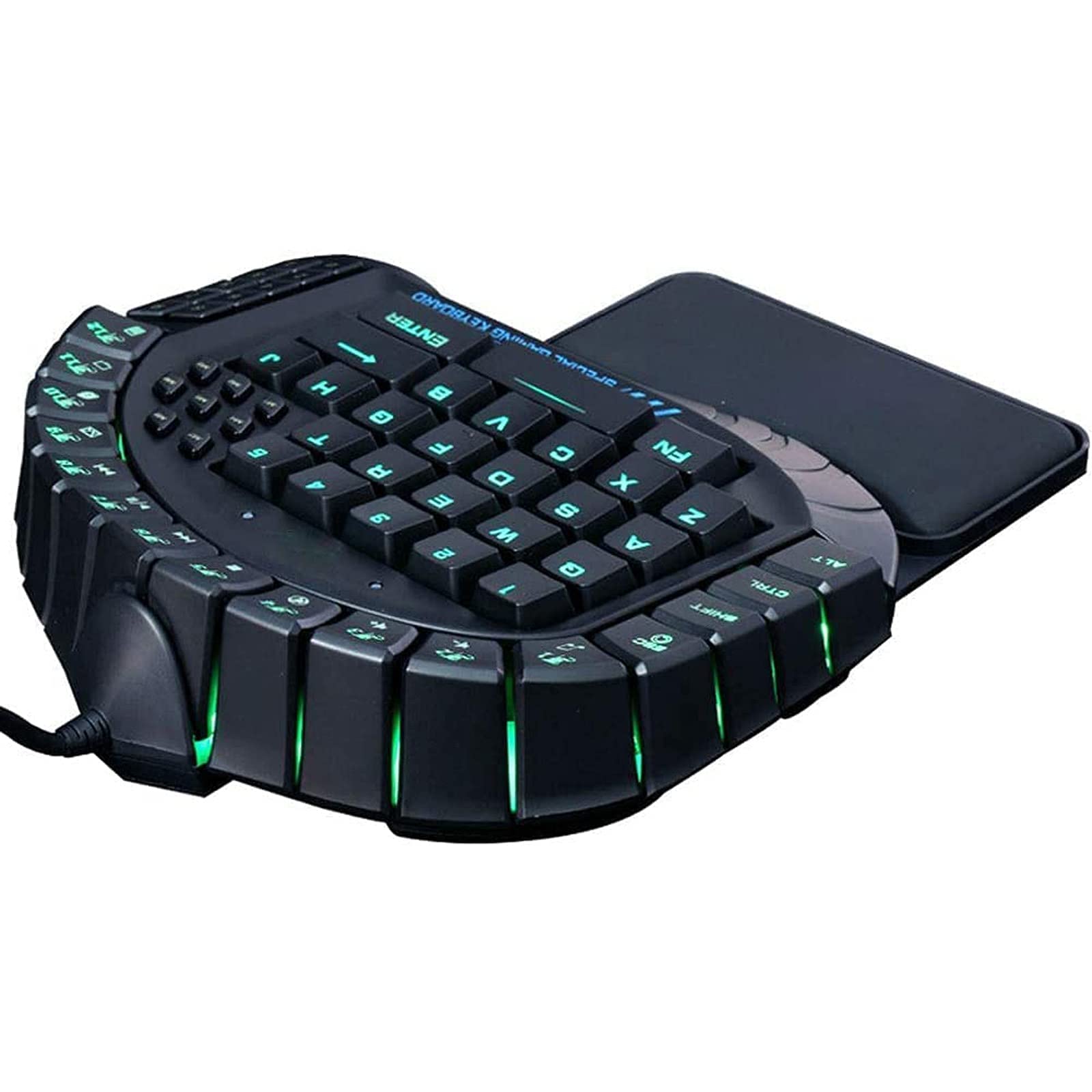 CNGY One Handed Mechanical Gaming Keyboard Portable 60 Keys Keypad, Single Gamer Controller With Wrist Rest for Computer/PC/Laptop