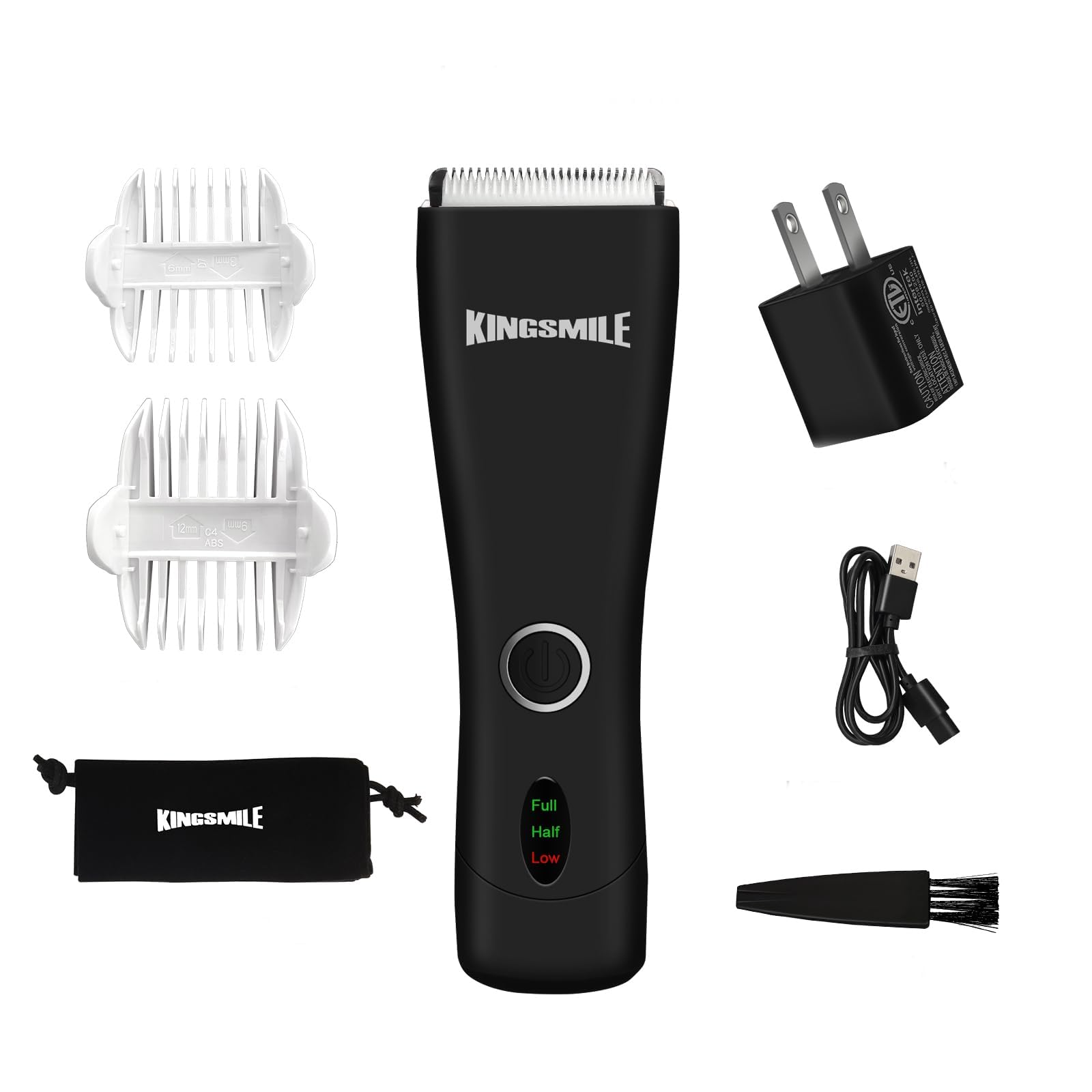 Kingsmile Body Hair Trimmer, Wireless Home Haircutting Kit, Men's Shaving & Grooming Sets with Charger,Haircutting Tools, Electric Razor for Trimming Women, Children Guide Combs, Black