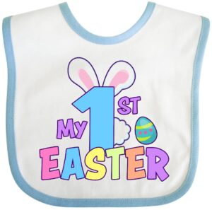 inktastic my 1st easter 1 with bunny ears and tail baby bib white and blue 2eb3d