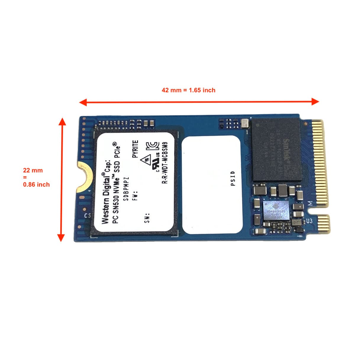 SDBPMPZ-256G 256GB SSD PC SN530 M.2 2242 42mm NVMe PCIe Gen3 x4 Solid State Drive for Western Digital Dell HP Lenovo