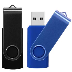 kaisle 64gb usb flash drives 2 pack usb 2.0 thumb drive pen drive swivel memory sticks (2 colors: black blue)