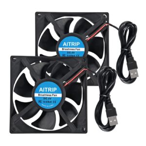 aitrip 2pcs 80mm usb fan 5v brushless 8025 80x25mm for cooling diy pc computer case 3d printer cpu coolers radiators