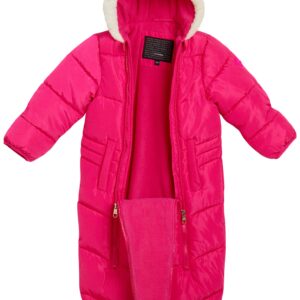 Steve Madden Baby Girls’ Pram Snowsuit – Sherpa Lined Snow Pram Bunting (3-24M), Size 12 Months, Mauve Pink Blush