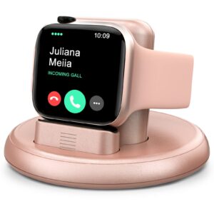 charging stand for apple watch, guyaro magnetic wireless charging station compatible with apple watch series 8/ultra/se/7/6/5/4/3/2/1 portable iwatch charger stand with charging cable- rose gold