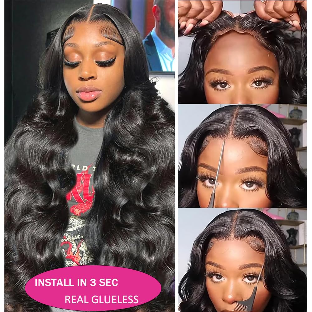 shefleek 5x5 HD Lace Closure Wigs Human Hair Glueless Wigs Human Hair Pre Plucked 180% Density 5x5 Body Wave Closure Wig Brazilian Human Hair Wigs for Black Women 20 inch