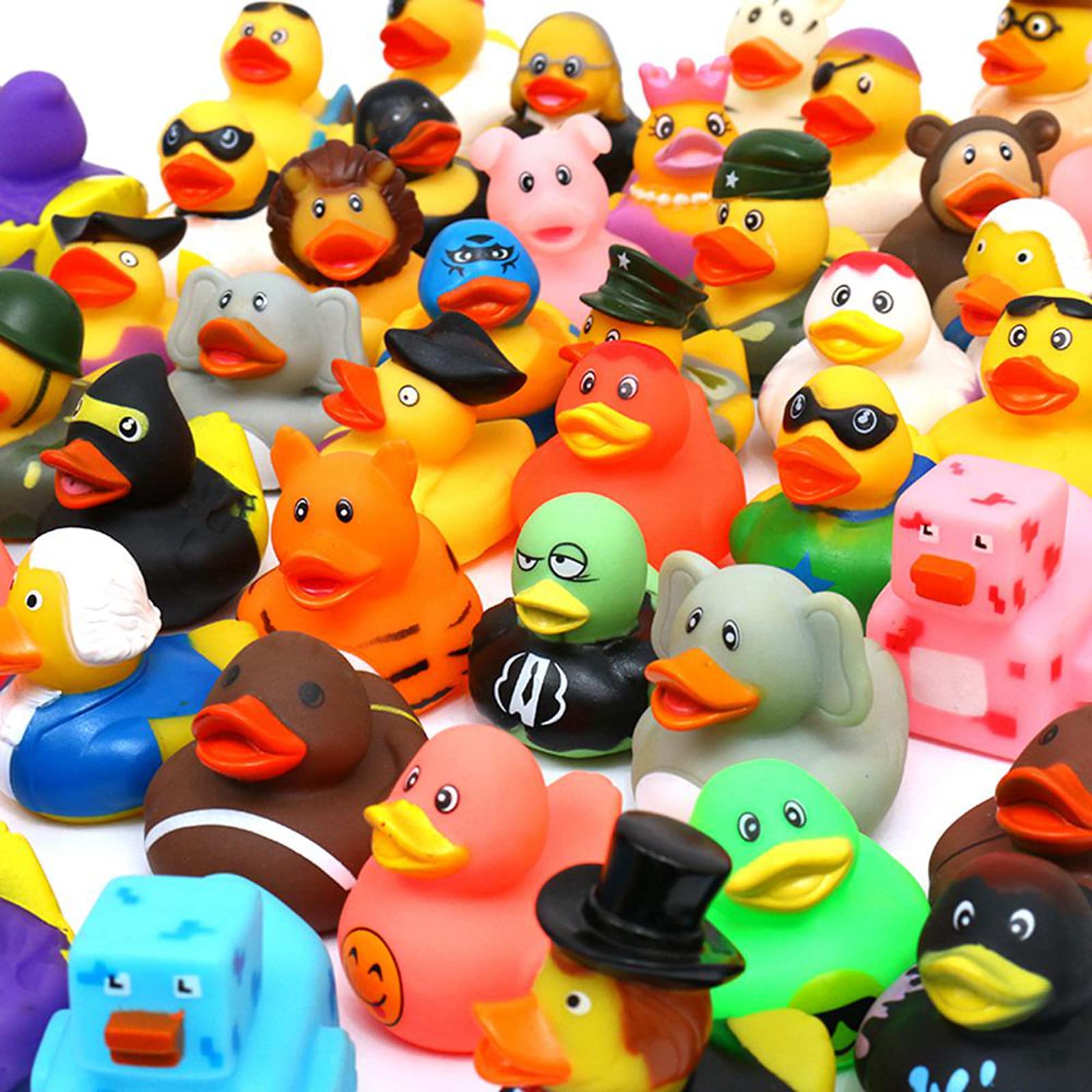 XY-WQ 100 Pack Rubber Duck for Jeeps Ducking - 2.3 Inch Bulk Floater Duck for Kids - Baby Bath Toy Assortment - Party Favors, Birthdays, Bath Time, and More (50 Varieties)