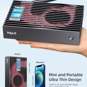 MeLE Fanless Mini PC Computer PCG35 J4125 8GB 128GB Windows-11-Pro Micro PC Support M.2 NVMe SSD 2.5" HDD/SSD 2X HDMI 4K +1x VGA Triple Display WiFi 6 Gigabit Ethernet BT5.2 on Business Office Home