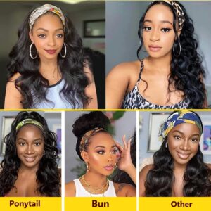 Headband Wigs for Black Women Human Hair 18 Inch Glueless Body Wave Headband Wig Human Hair 100% Brazilian Virgin Hair Machine Made Head band Wig 150% Density