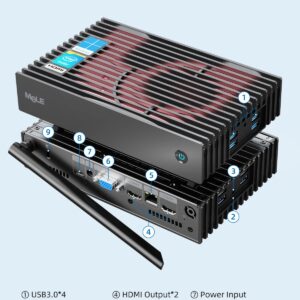 MeLE Fanless Mini PC Computer PCG35 J4125 8GB 128GB Windows-11-Pro Micro PC Support M.2 NVMe SSD 2.5" HDD/SSD 2X HDMI 4K +1x VGA Triple Display WiFi 6 Gigabit Ethernet BT5.2 on Business Office Home