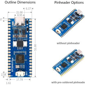 waveshare RP2040-Plus Board (Without Header), Pico-Like MCU Board Based on Raspberry Pi RP2040, Dual-Core Arm Cortex M0+ Processor Onboard 4MB Flash,USB-C Connector, Recharge Header,etc