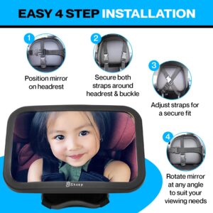 BB Sheep Baby Car Mirror for Back Seat Rear Facing - Shatterproof 360° infant Car Seat Mirror With Wide Angle Lens View, Crash Tested and Certified for Safety