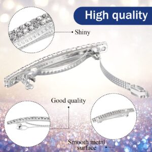 8 Pieces Rhinestone Hair Barrettes Bling Silver Hair Clips Metal Spring Hair Grip Clips Two Row Rhinestone Hair Clips Rhinestone Hair Pin Hair Jewelry Accessories Crystal Clips for Women