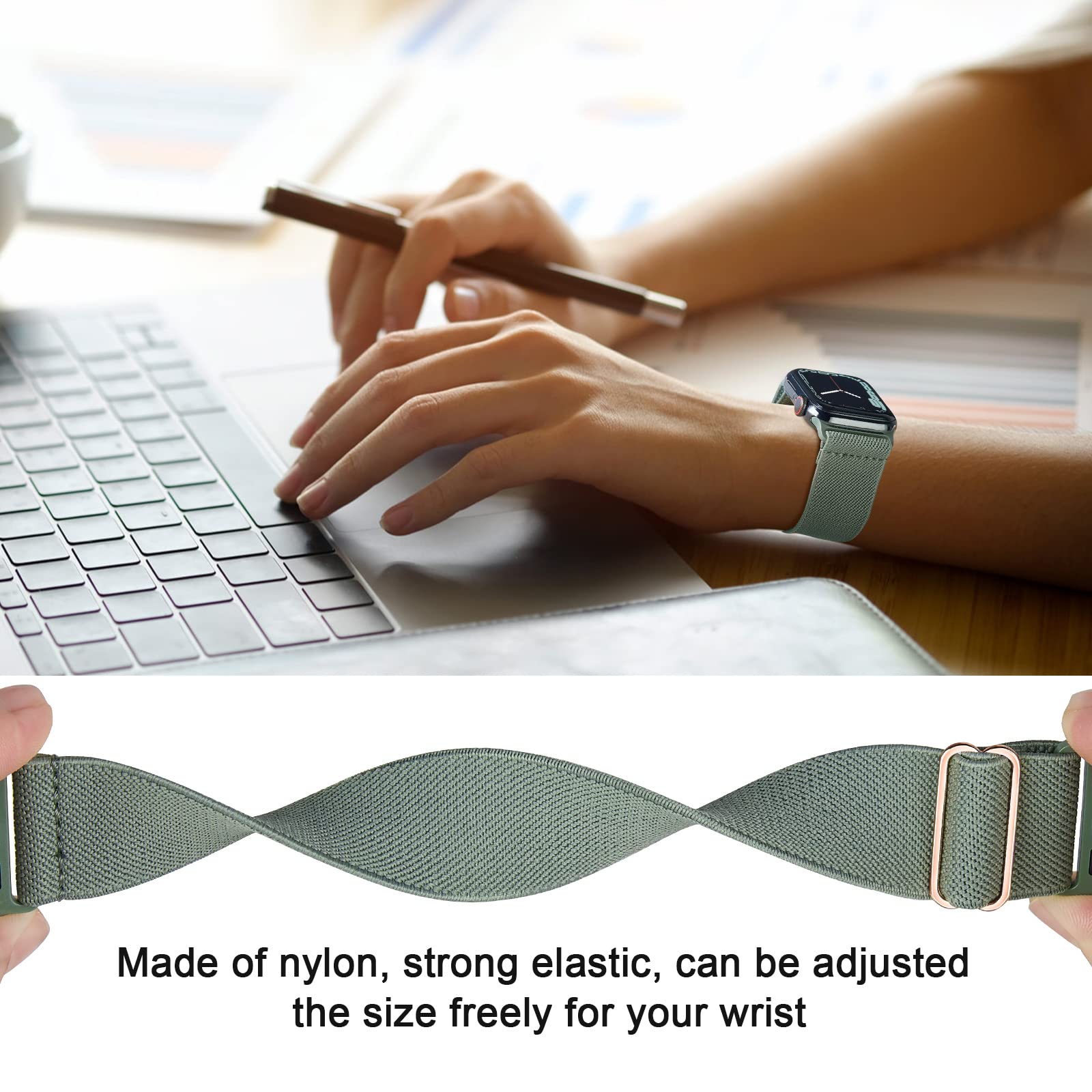 Stretchy Nylon Solo Loop 6-Pack Compatible with Apple Watch Band 38mm 40mm 41mm 42mm 44mm 45mm 46mm 49mm, Nylon Sport Elastic Wristbands Strap Women Men for iWatch Series 10 9 8 7 6 5 4 3 SE Ultra 2