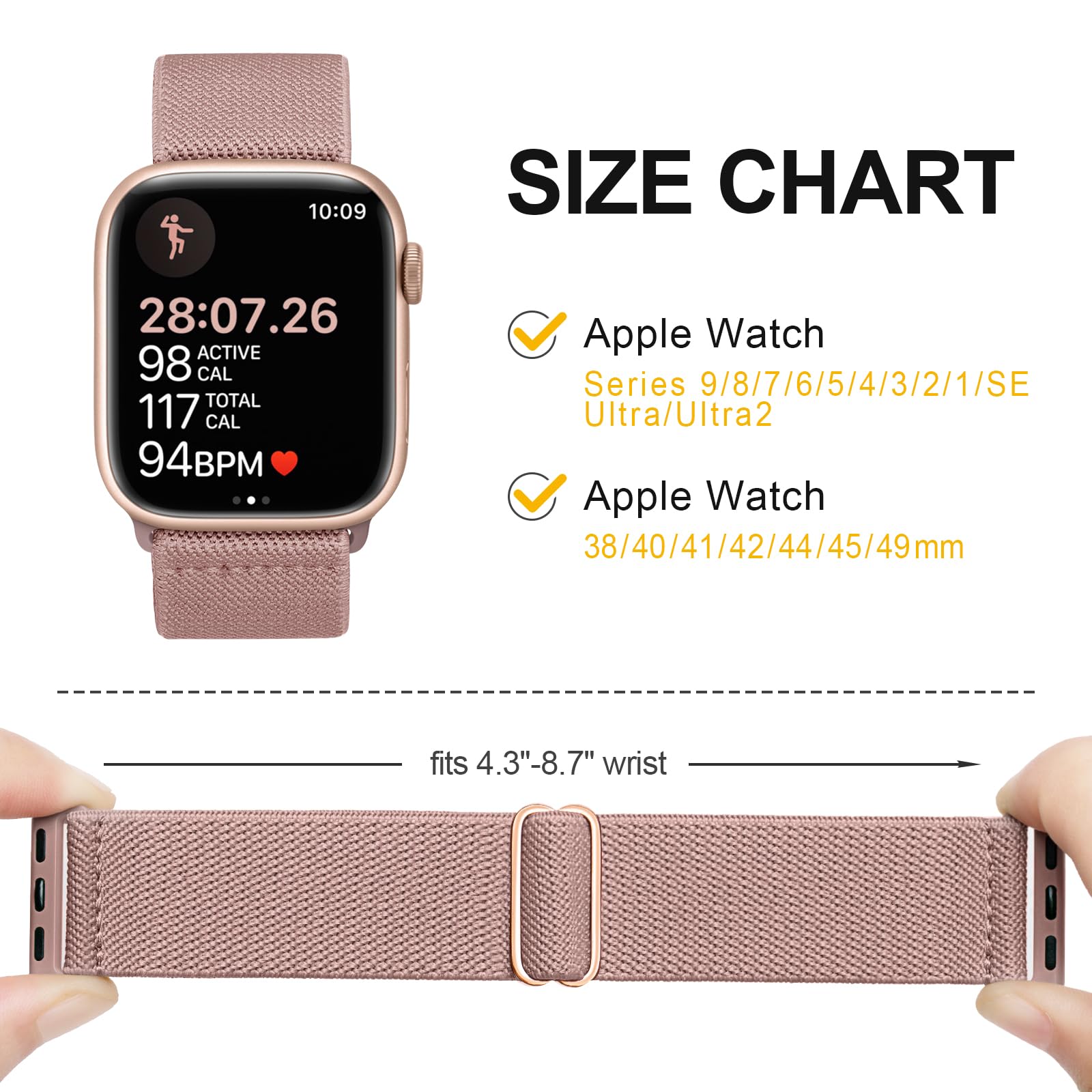 Stretchy Nylon Solo Loop 6-Pack Compatible with Apple Watch Band 38mm 40mm 41mm 42mm 44mm 45mm 46mm 49mm, Nylon Sport Elastic Wristbands Strap Women Men for iWatch Series 10 9 8 7 6 5 4 3 SE Ultra 2