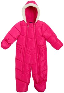 steve madden baby girls’ pram snowsuit – sherpa lined snow pram bunting (3-24m), size 12 months, mauve pink blush