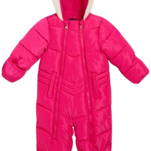 Steve Madden Baby Girls’ Pram Snowsuit – Sherpa Lined Snow Pram Bunting (3-24M), Size 12 Months, Mauve Pink Blush