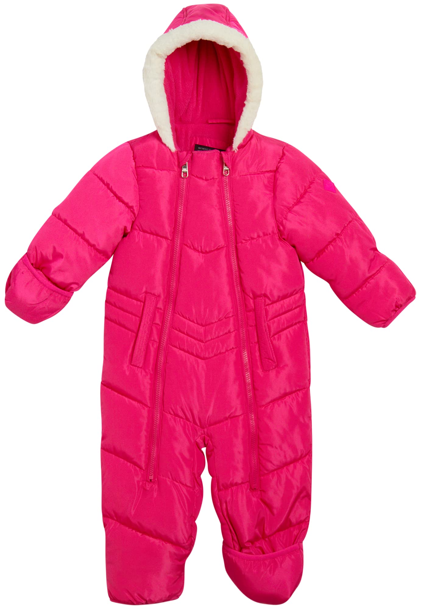 Steve Madden Baby Girls’ Pram Snowsuit – Sherpa Lined Snow Pram Bunting (3-24M), Size 12 Months, Mauve Pink Blush