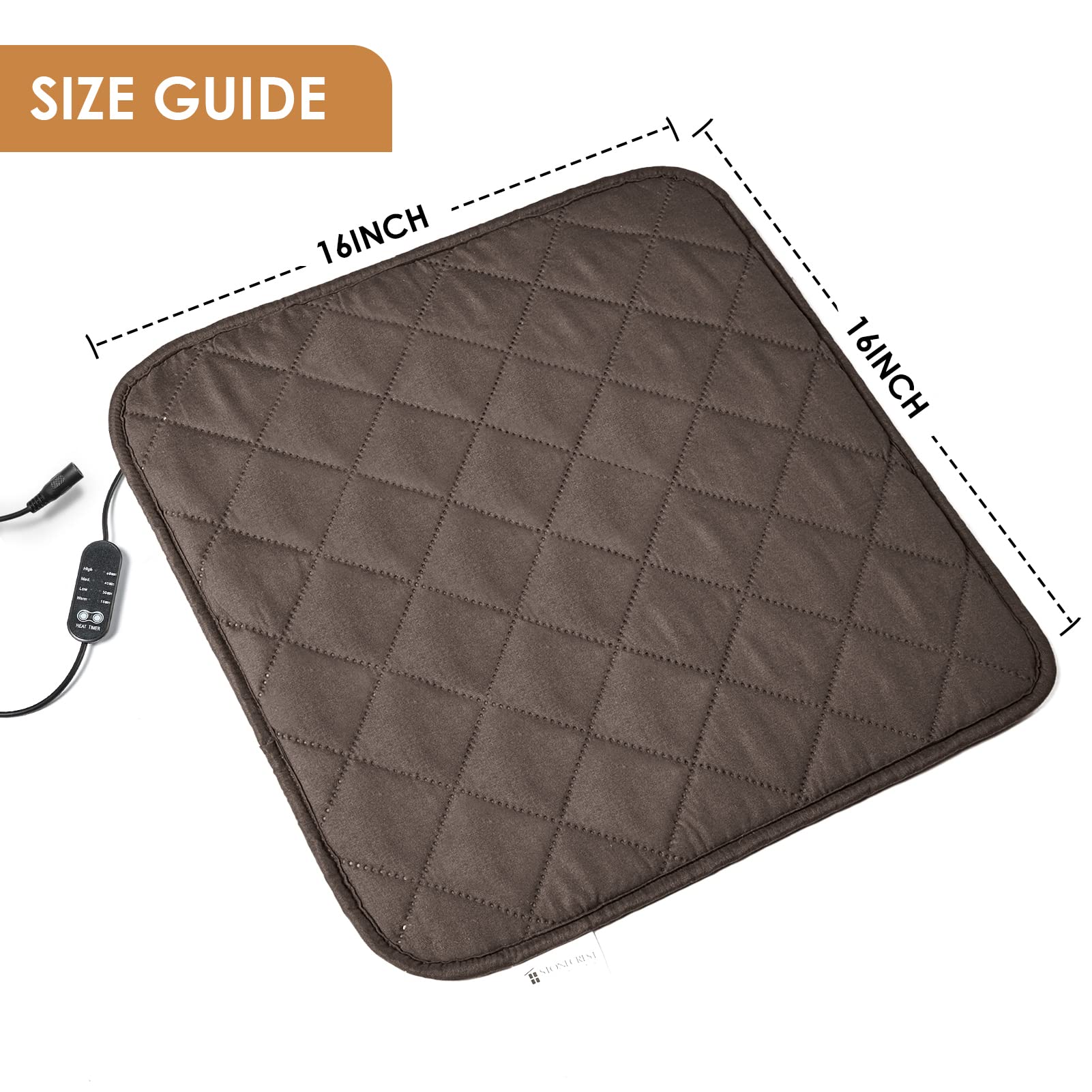 STONECREST Heated Seat Cushion Pad, Breathable Comfort Universal Seat Covers, Seat Protectors (Faux Leather, 12V-Fawn Grey)