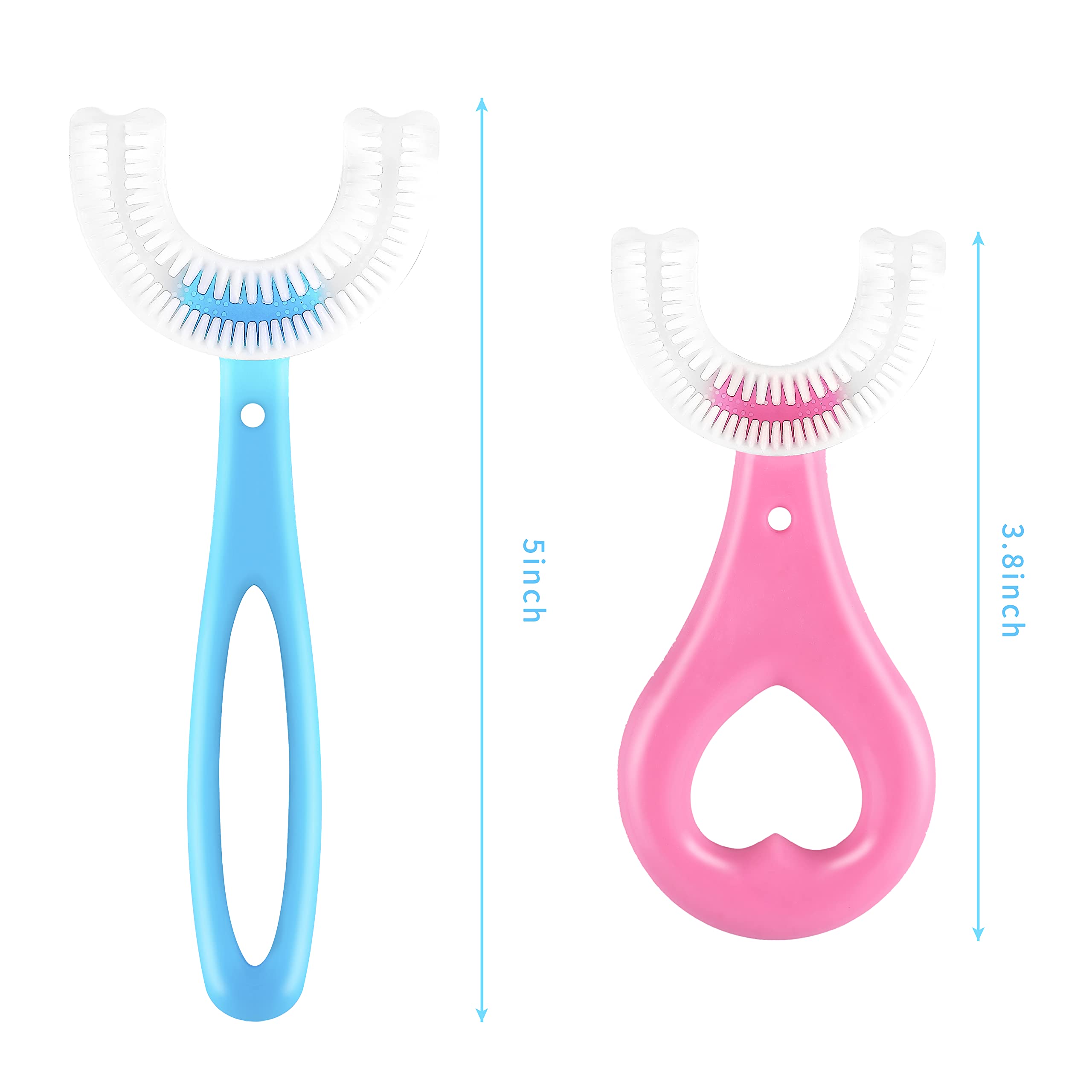 Kidszz Kids U-Shaped Toothbrush, (2-6 Years) Toddler Manual Training Toothbrush Food-Grade Soft Silicone Brush Head 360 ° Oral Teeth Cleaning Design (3pcs)