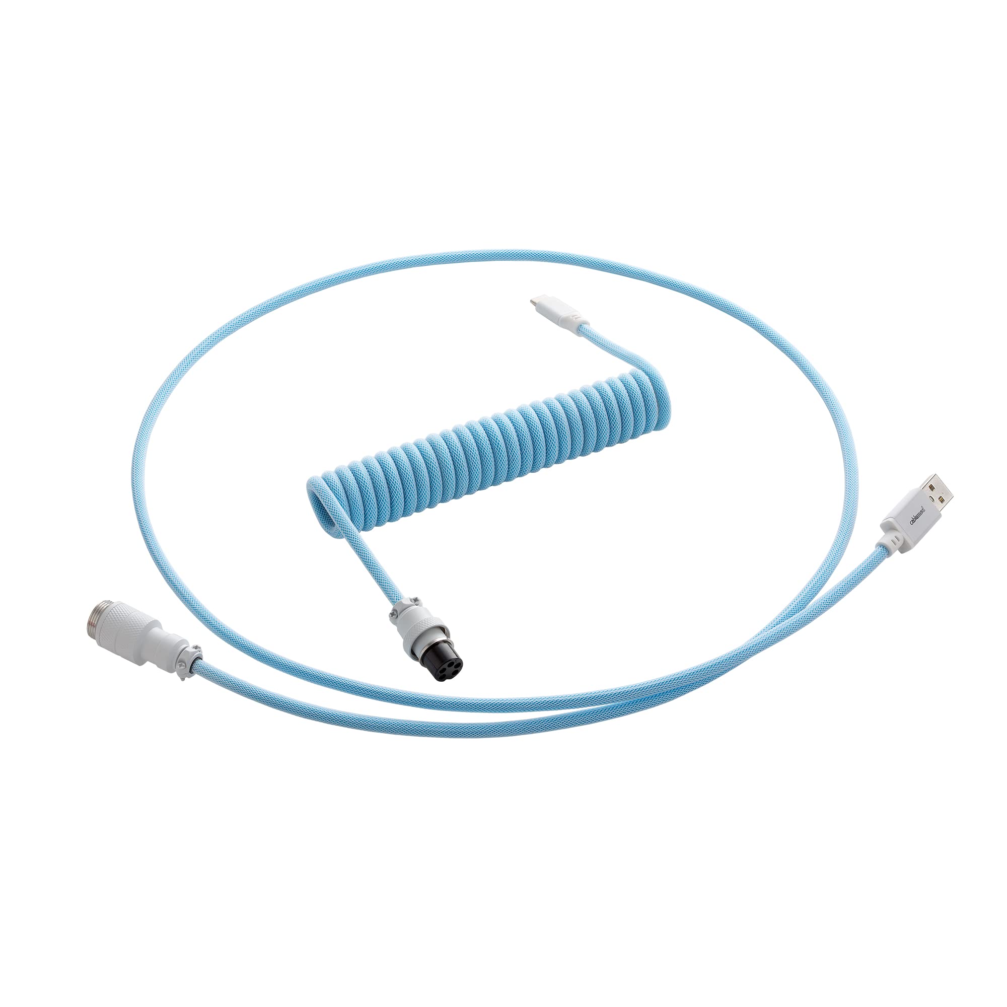 CableMod Pro Coiled Keyboard Cable (Glacier White, USB A to USB Type C, 150cm)