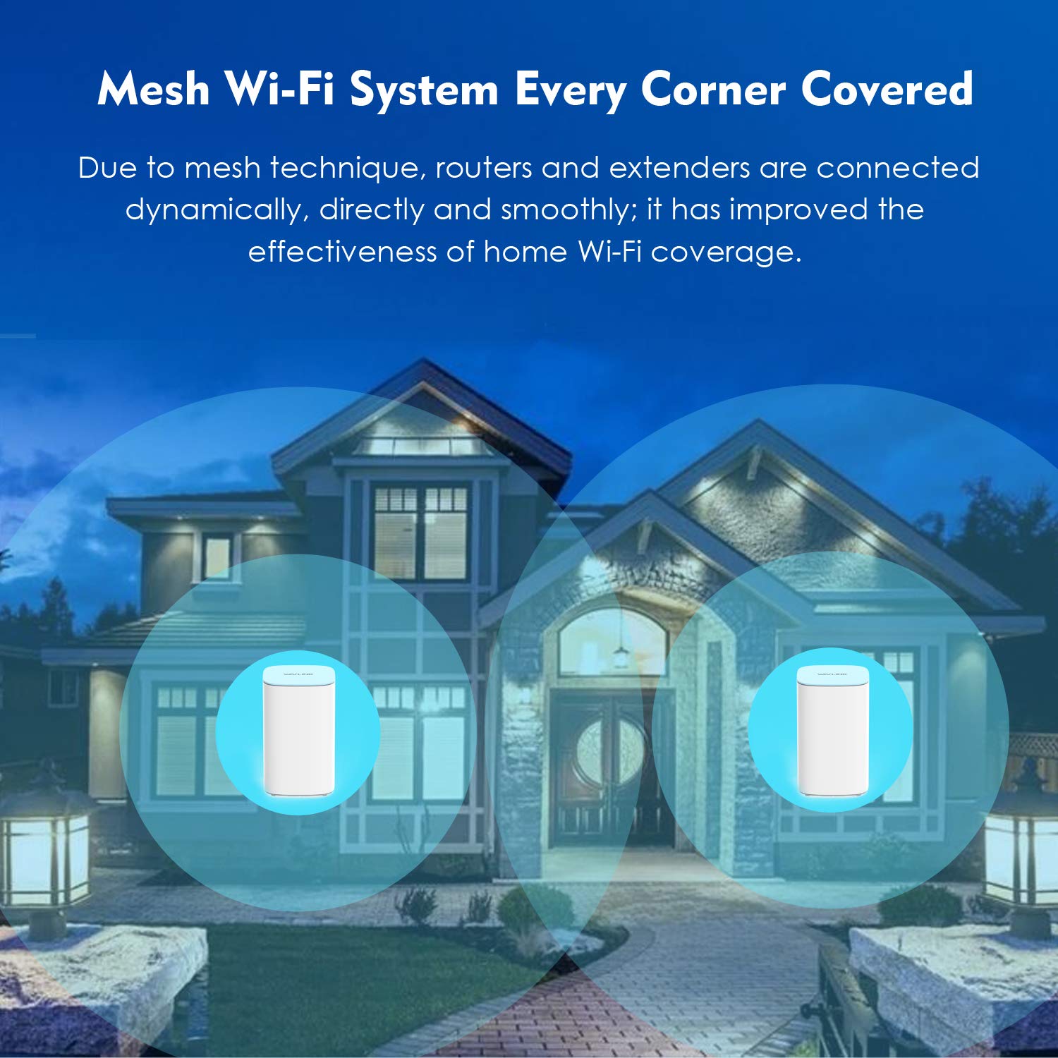 WAVLINK Mesh WiFi System AC3000 Tri-Band with MU-MIMO for Whole Home, Replace WiFi Router/Range Extenders,Covers Up to 5,000sq. ft,3xGigabit Ports, Business Traffic & Network Separation, 2-Pack