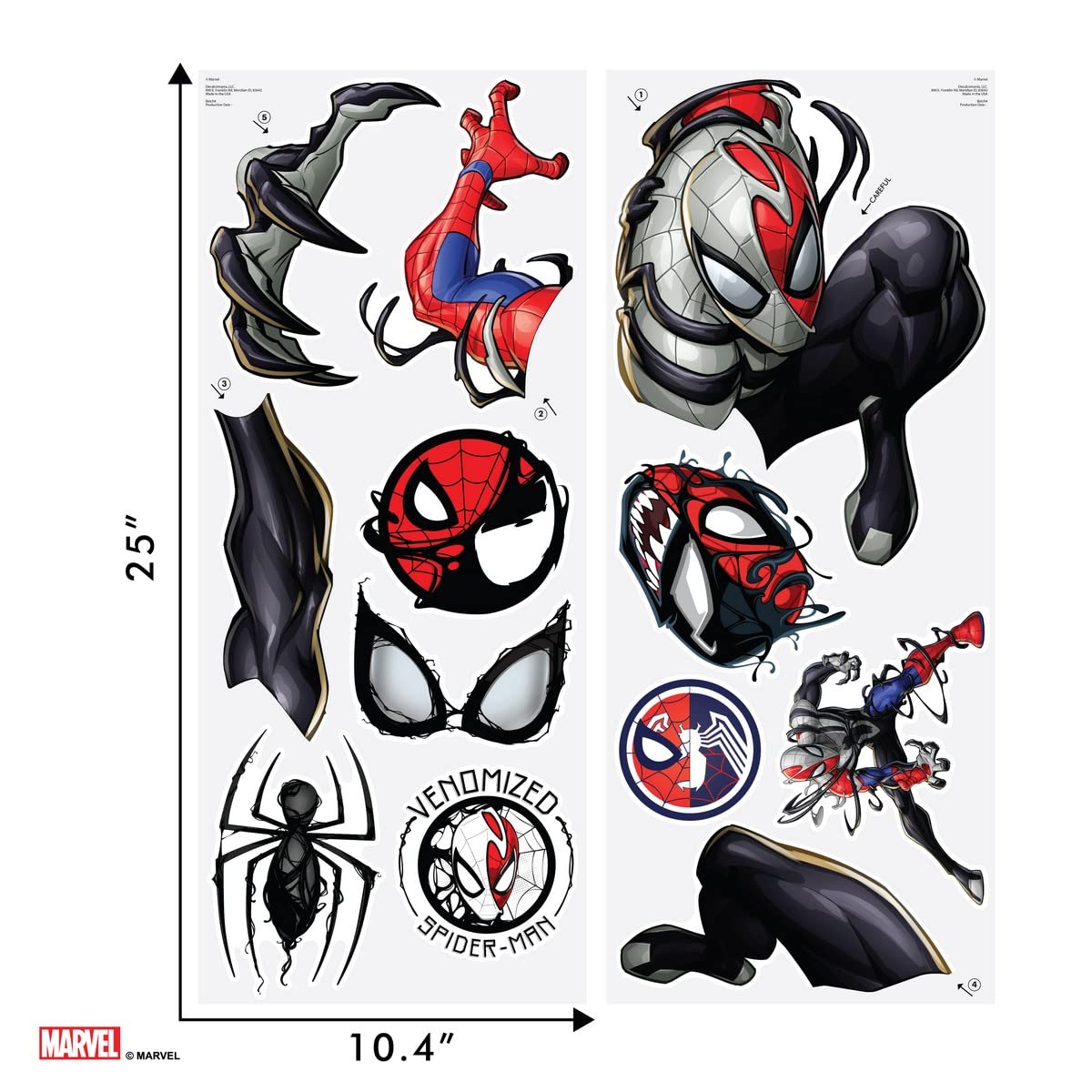 Wall Palz Marvel Venomized Spider-Man Wall Decals - Marvel Spider-Man Wall Decal - with 3D Augmented Reality Interaction - 27" Tall Venom Symbiote Spider-Man Stickers Marvel Room Decor