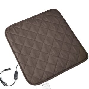 stonecrest heated seat cushion pad, breathable comfort universal seat covers, seat protectors (faux leather, 12v-fawn grey)