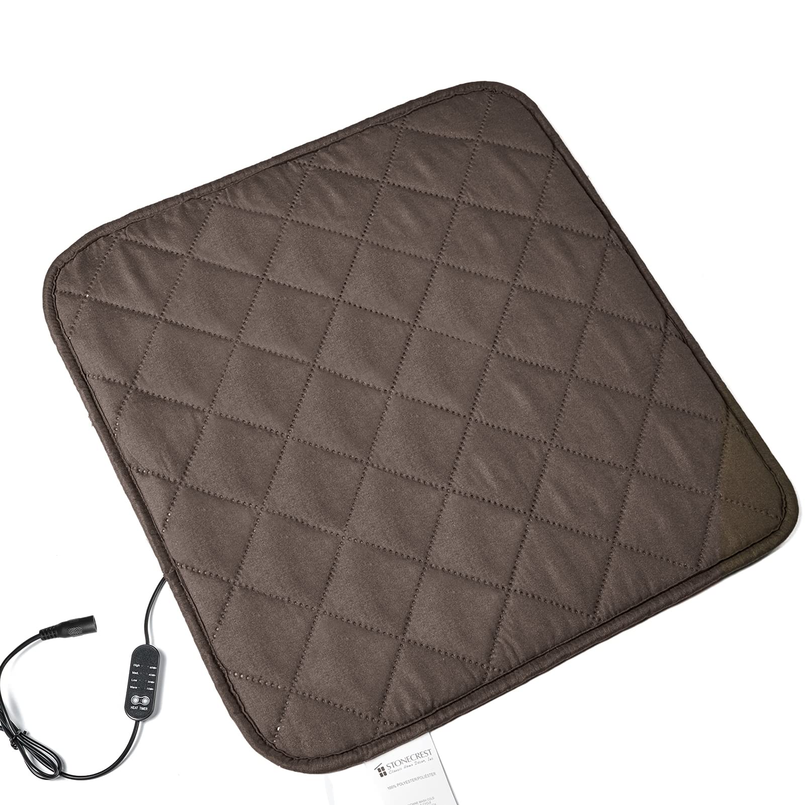 STONECREST Heated Seat Cushion Pad, Breathable Comfort Universal Seat Covers, Seat Protectors (Faux Leather, 12V-Fawn Grey)