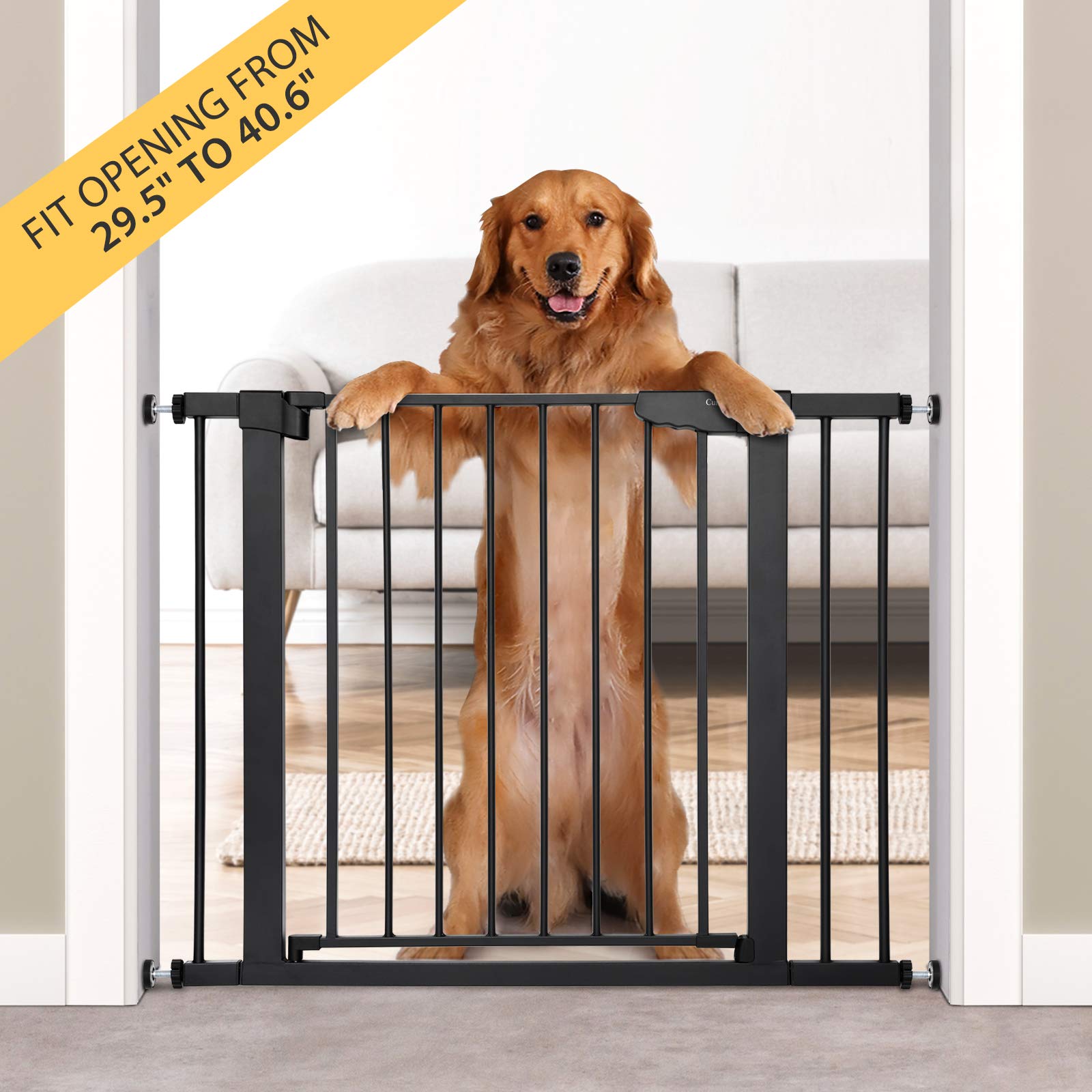 Cumbor 29.7"-46” Auto Close Safety Baby Gate,Black & Cumbor 29.7"-40.6” Auto Close Safety Baby Gate,Black