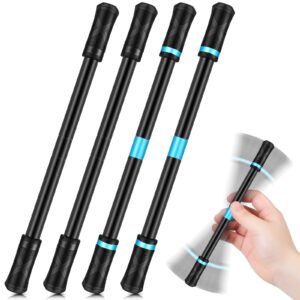 4 pieces pen spinning spinner pen gaming pen spinning mod gaming spinning pens flying spinning pen finger rotating pen for kids teens student games learning office supplies (black, blue)