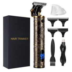 skin scrubber hair clippers for men, professional cordless trimmer men hair clipper with combs guards and led display rechargeable beard hair trimmer haircut grooming kit for men