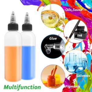 Szsrcywd 20 Pack 4 oz/120 ml Boston Dispensing Bottles,Plastic Squeeze Bottles with Twist Top Cap,Round LDPE Bottles for Paint,Liquids,Inks,Kitchen,Household