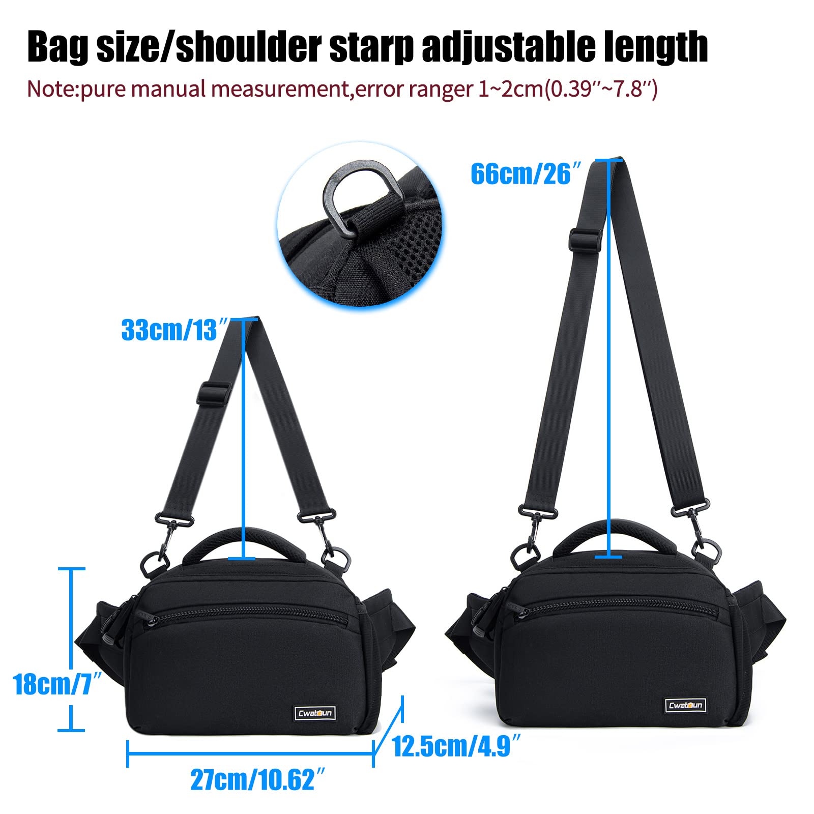 Cwatcun Waist Camera Case DSLR SLR Bag Sling Shoulder Camera Bag Water Resistant Pack for Camera Carrying Case for photographer Hiking Shooting Traveling Men Women