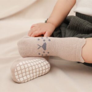 Adeimoo Baby Girls Cartoon Non-Slip Socks Baby Toddler Cotton Warm Grip Socks Anti Skid Socks for Infant Little Kids 0-12 Months