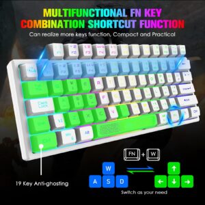 Gaming Keyboard and Mouse Combo Mini Portable with Chroma RGB Backlit Ergonomic 62Key Layout 19Key Anti-ghosting Mechanical Feel 3200DPI Honeycomb Mice USB Wired for PC Mac Gamer Laptop Typists(White)