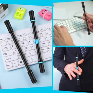 4 Pieces Pen Spinning Spinner Pen Gaming Pen Spinning Mod Gaming Spinning Pens Flying Spinning Pen Finger Rotating Pen for Kids Teens Student Games Learning Office Supplies (Black, Blue)