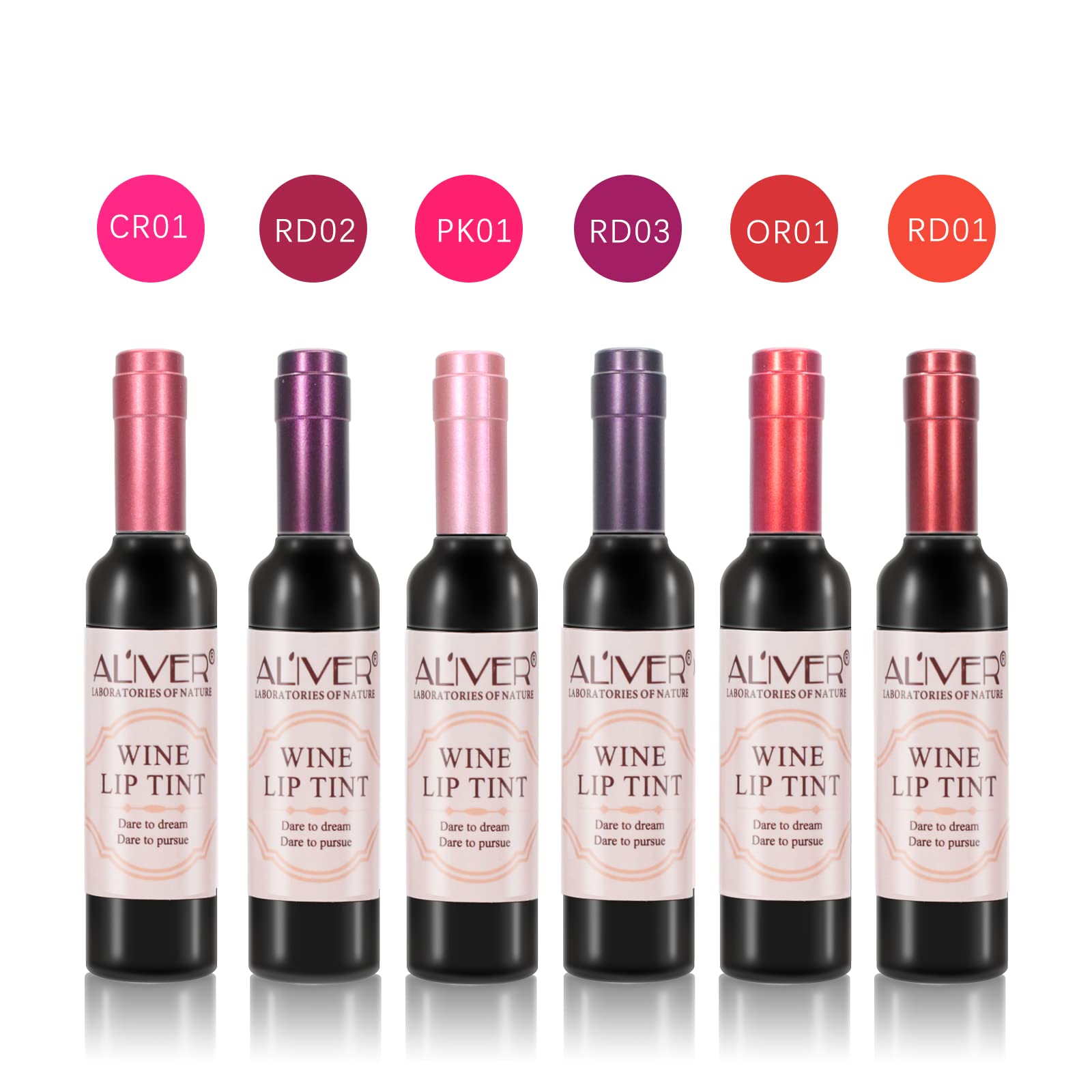 Wine Lip Tint, Lip Stain Long Lasting Waterproof, 6 Colors /Set Wine Bottles Lipstick Matte Lip Gloss, Moisturizing and Non Stick Cup Liquid Lip Tint Stain, Not Smudge Lip Makeup Natural Lipstick