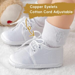 Booulfi Baby Boy Shoes 0-3 Months Walking White Infant Newborn Shoes Booties Easter Baptism Christening Outfits Gifts for Boys Girls